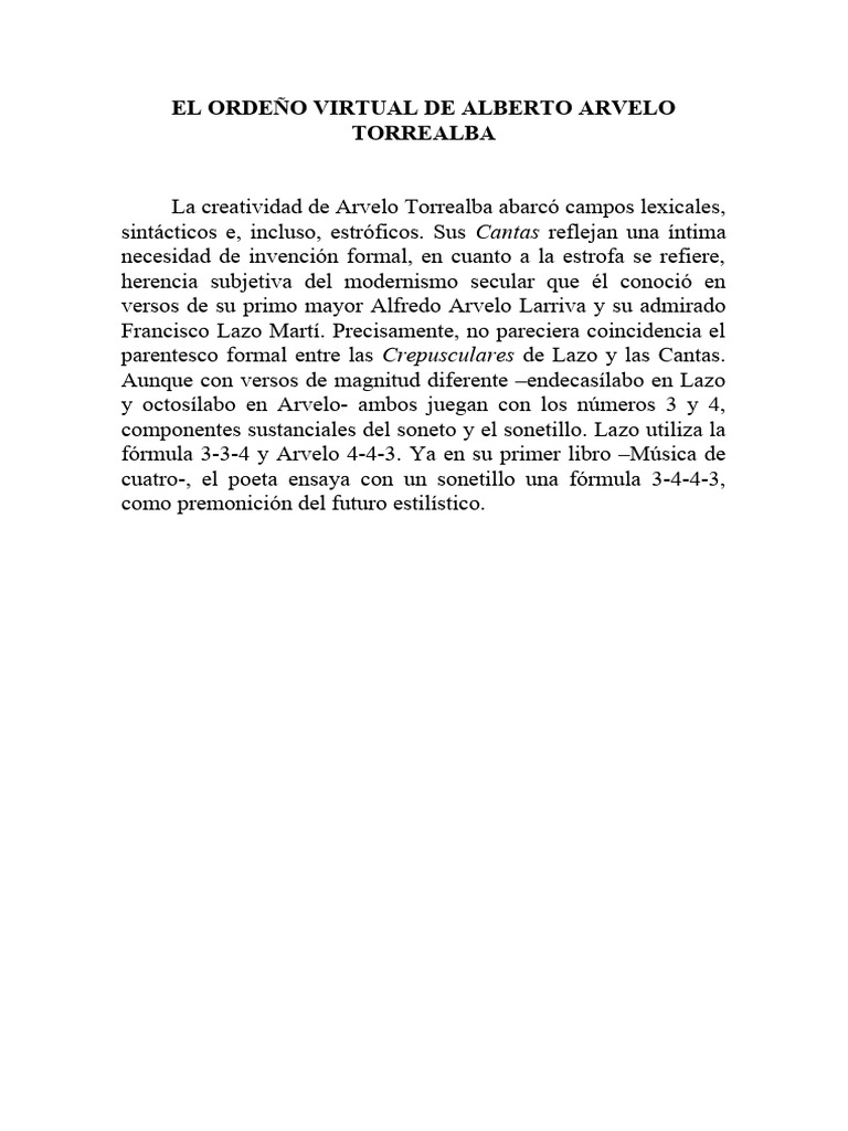El orden poético de Arvelo Torrealba | PDF | Poesía