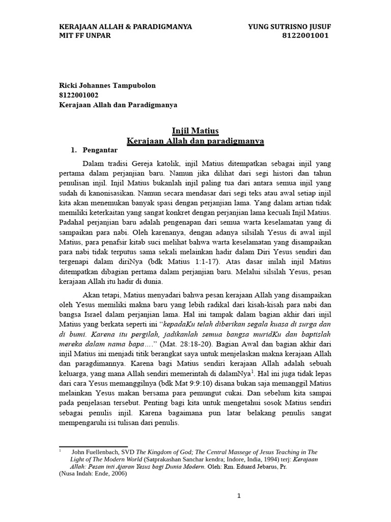 Makna Kerajaan Allah dalam Injil Matius | PDF
