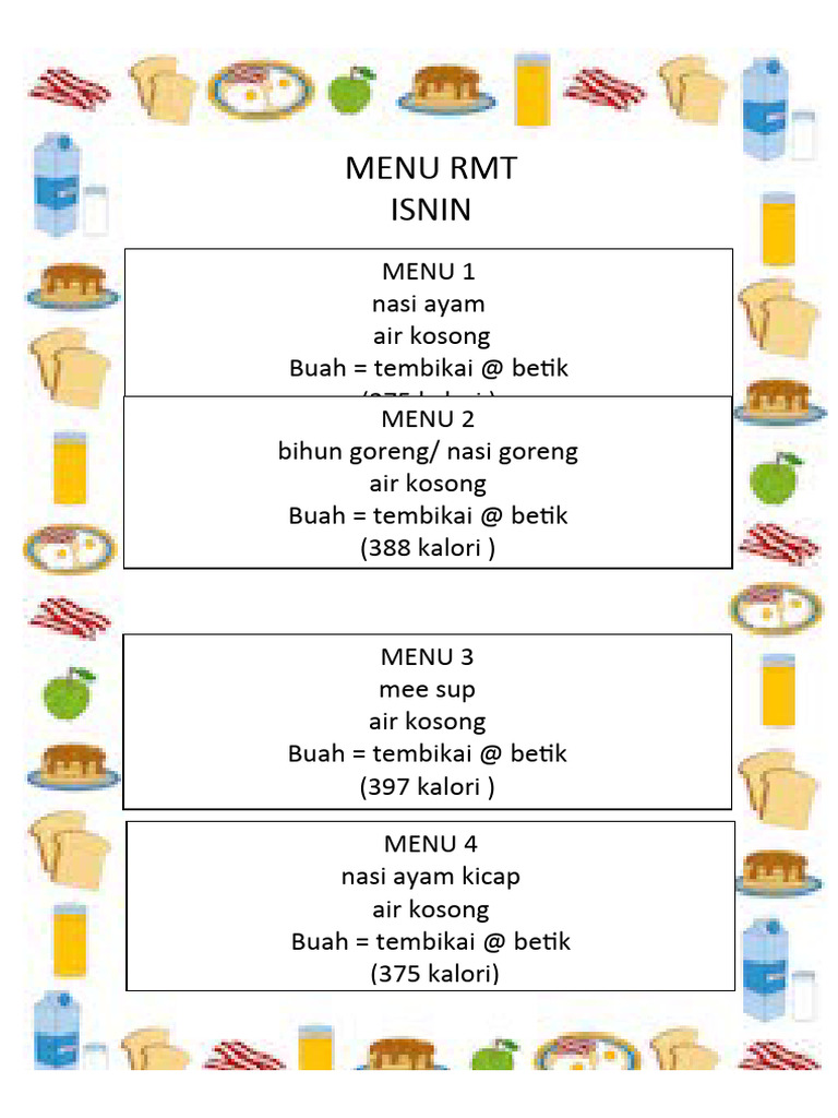 Menu RMT 2023 | PDF