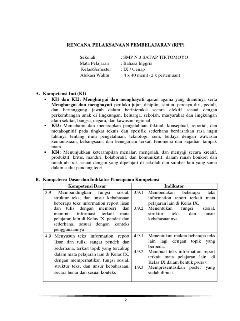 RPP Semester 2 | PDF