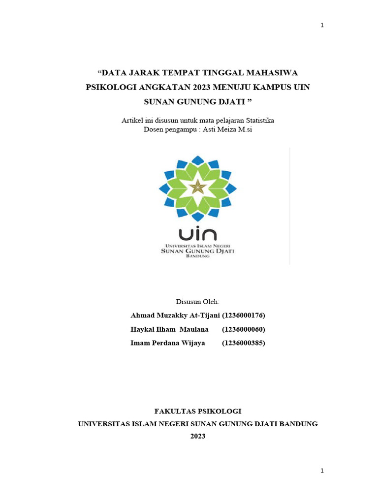 Laporan - Survei - Stat - Desk - 1B - Ahmad Muzakky - Haikal Ilham Maulana - Imam Perdana Wijaya ...