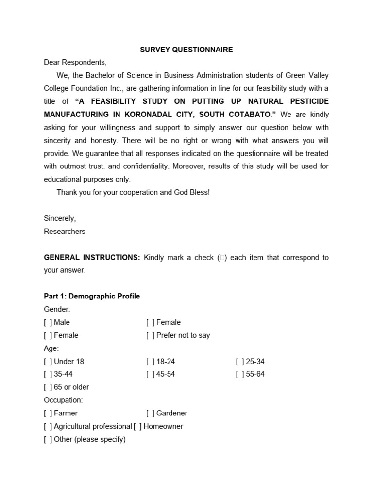 Survey Questionnaire | PDF