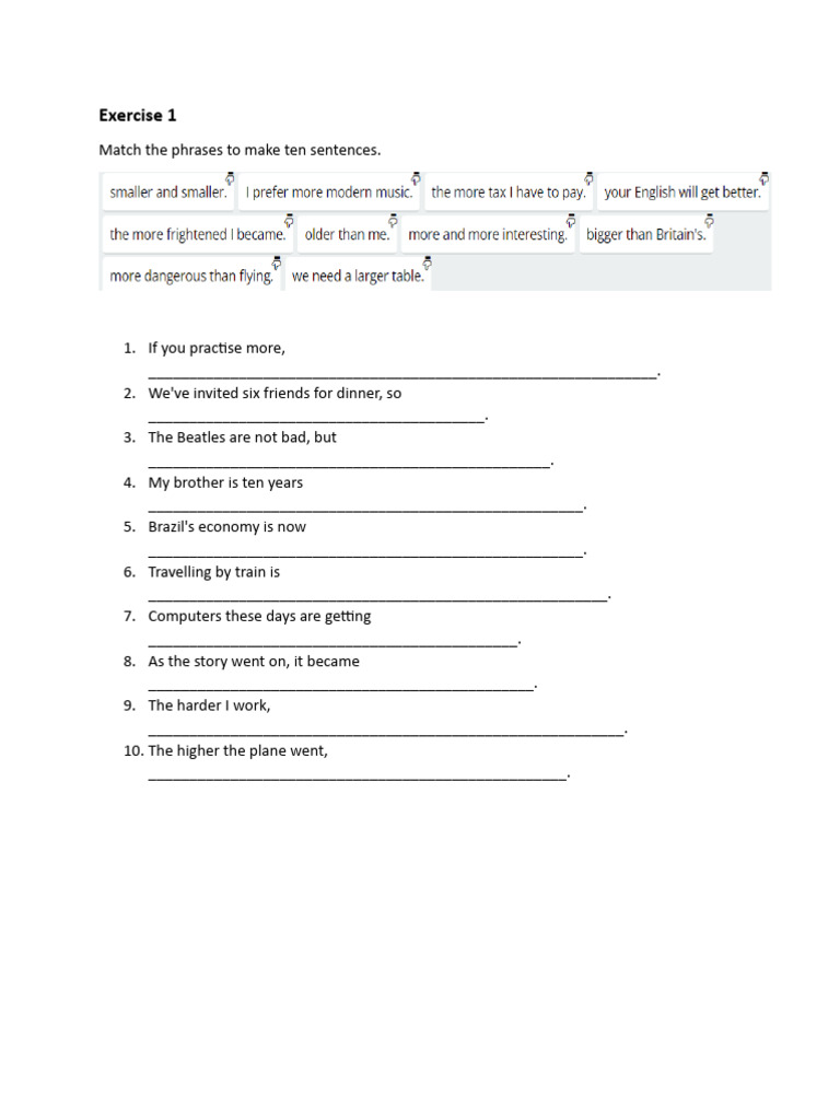 Exercise 1 Comparative | PDF Exercise 1 Comparative | PDF