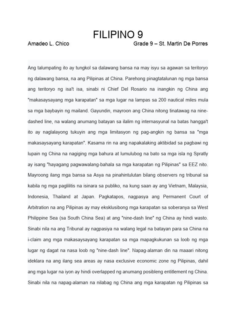 Filipino Grade 9 | PDF