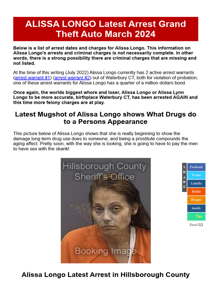 Alissa Longo Captured DOB Sep 17 1985 Arrested Grand Theft Auto March ...