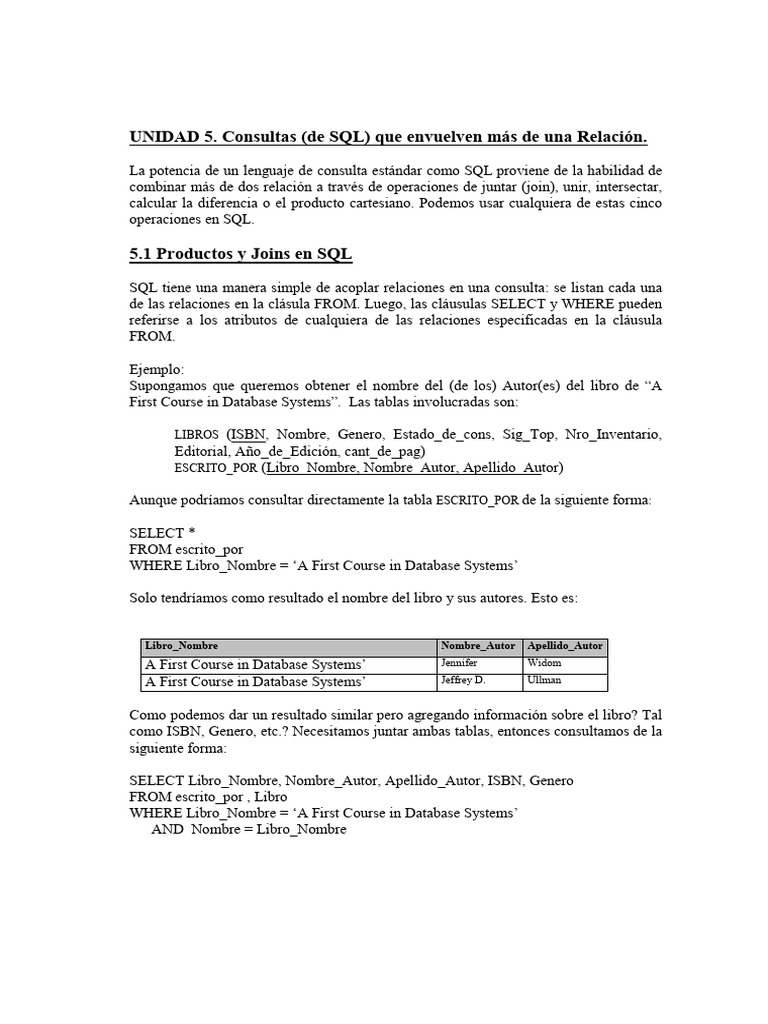 Apunte Unidad 5 B | PDF | SQL | Paradigmas de programación