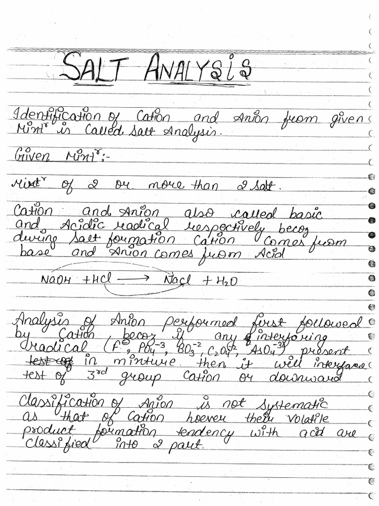Salt Analysis | PDF