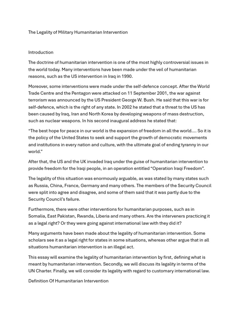 The Legality of Military Humanitarian Intervention | PDF