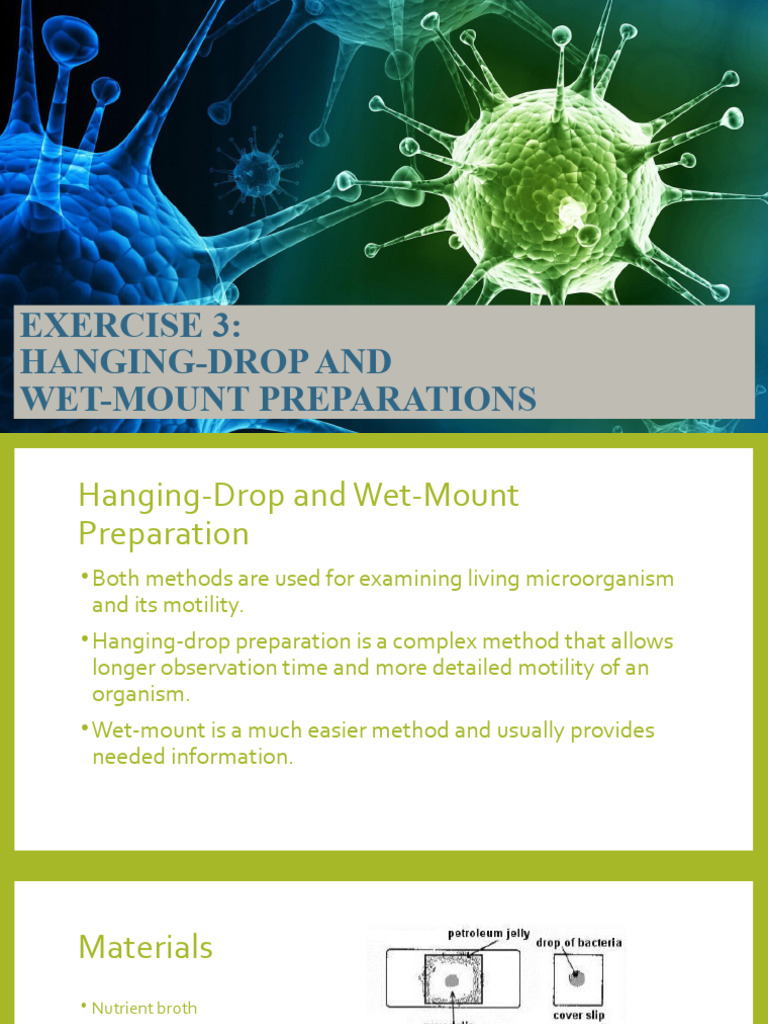 Exercise 3 Hanging-Drop and Wet-Mount Preparation | PDF | Bacteria ...