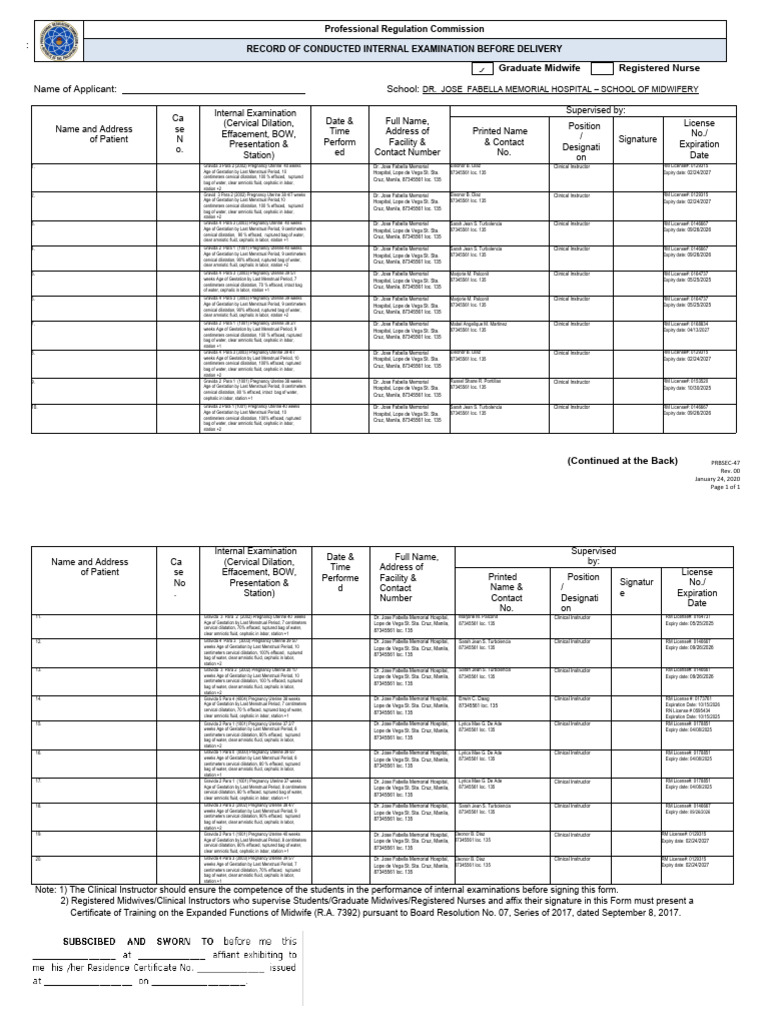 Internal Examination Records for Pregnancy | PDF | Childbirth | Pregnancy