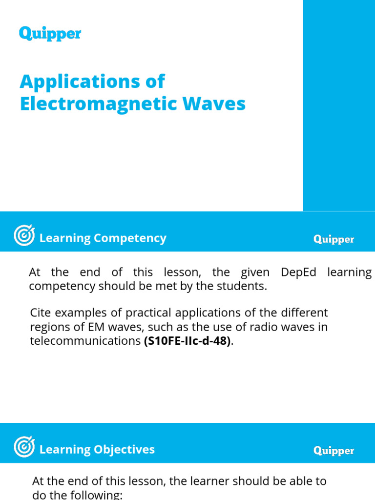 Applications of Electromagnetic Waves | PDF | Electromagnetic Radiation ...