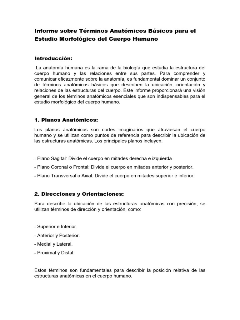 Términos Anatómicos Esenciales | PDF | Términos anatómicos de ubicación ...