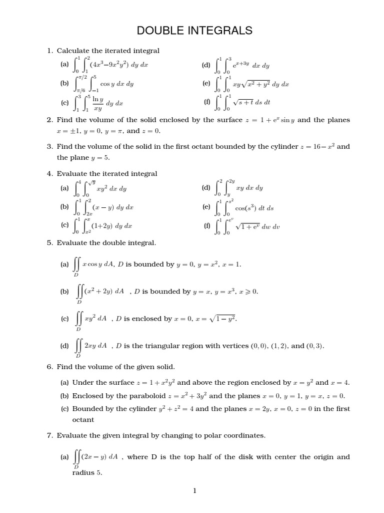 Cal2 Ex DoubleIntegral | Download Free PDF | Area | Analytic Geometry