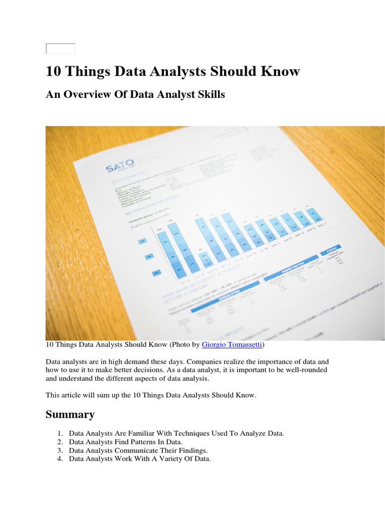 10 Things Data Analysts Should Know | PDF | Data Analysis | Intelligence Analysis