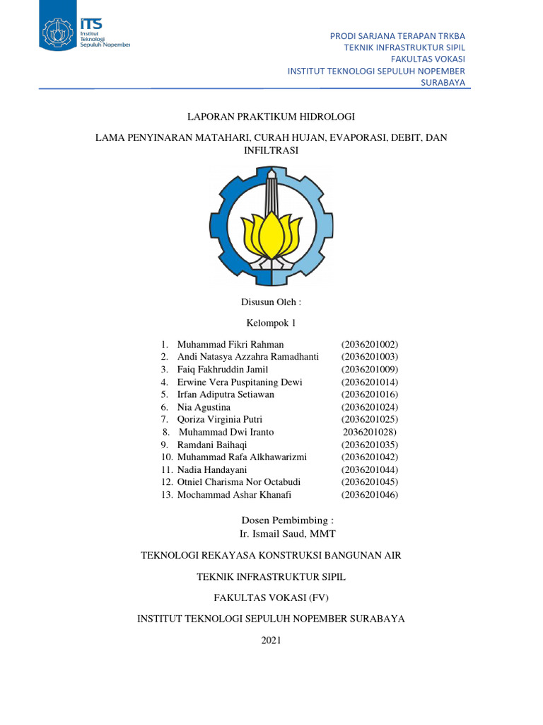 Laporan Praktikum Hidrologi Kelompok 1 | PDF