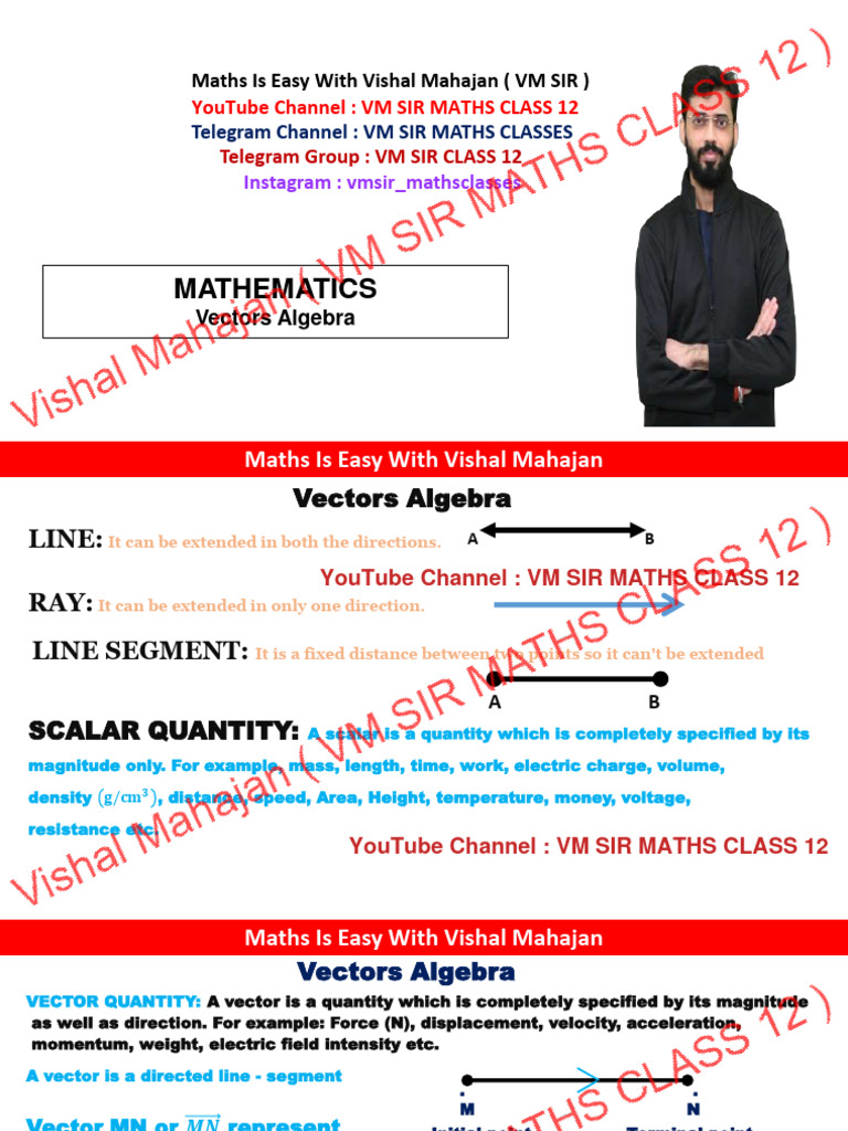 Class 12 Vector Algebra Formula Sheet | PDF | Euclidean Vector ...