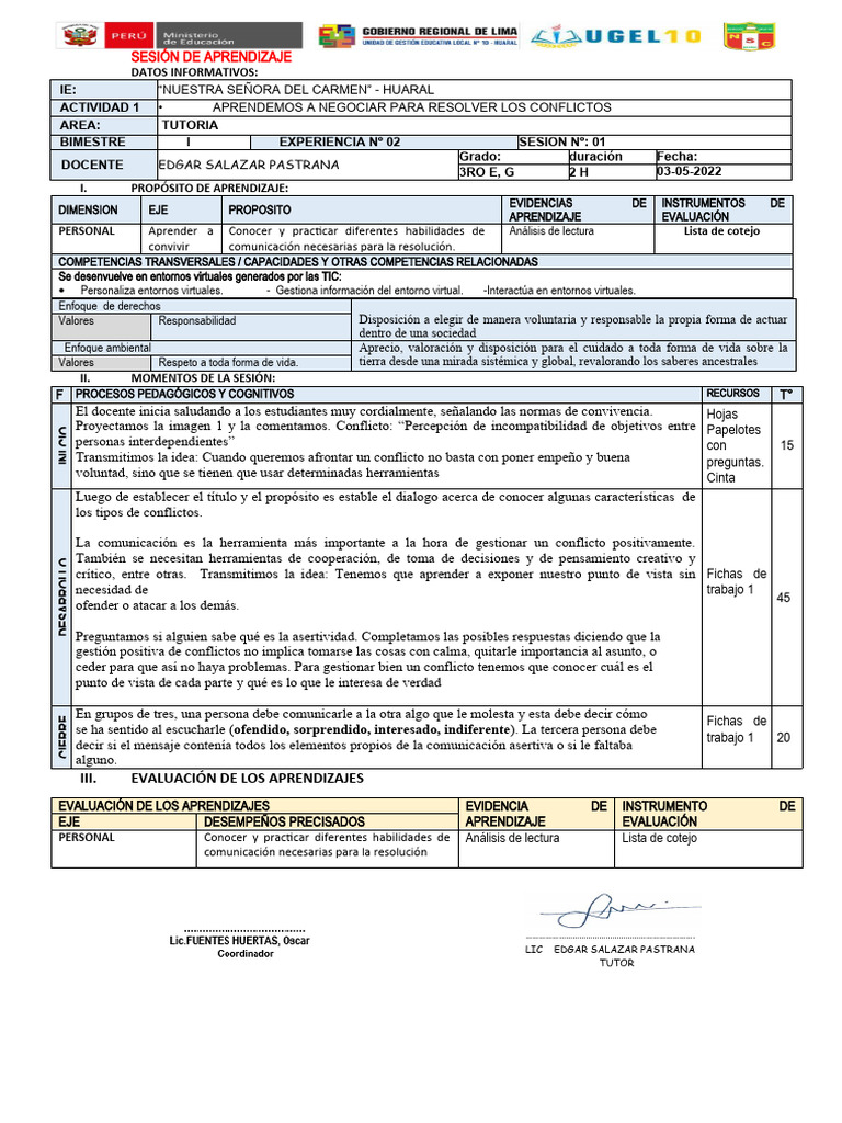 E2_SESION 3_3RO_APRENDEMOS A NEGOCIAR | PDF | Aprendizaje | Evaluación