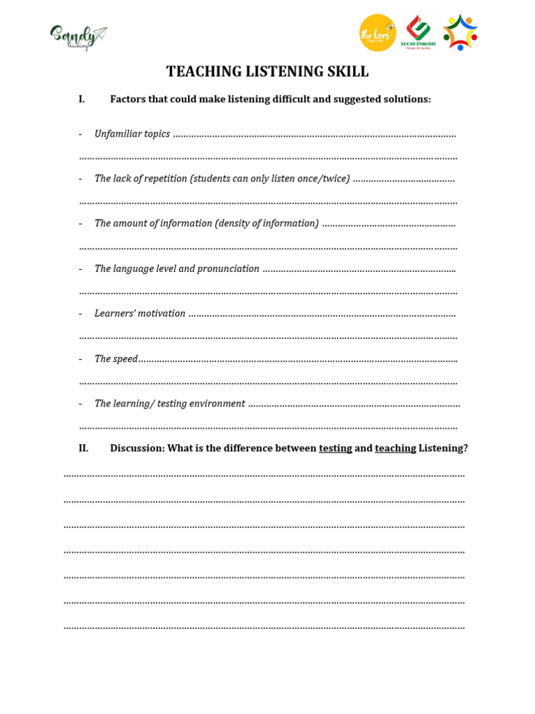 Handout 1 - Listening and Speaking | PDF | Speech | Vocabulary