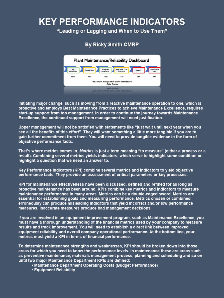 Key Performance Indicators and When To Use The | PDF | Performance Indicator | Reliability ...