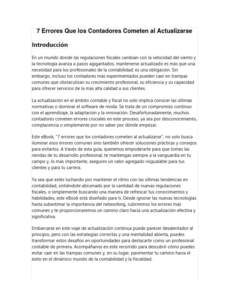 7 Errores Que Los Contadores Cometen Al Actualizarse | PDF | Servicio ...