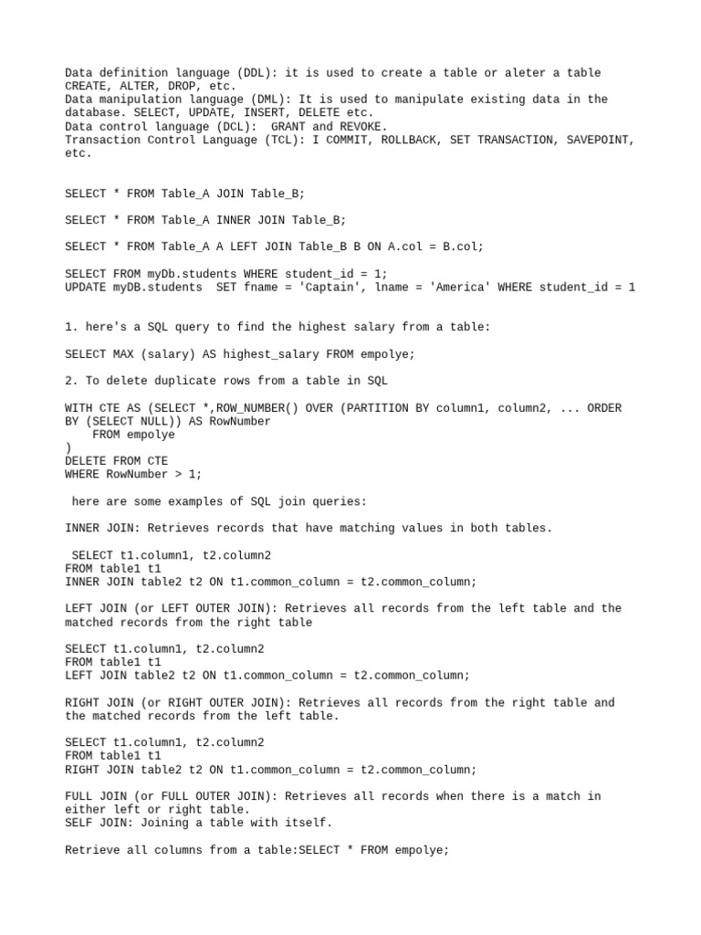 SQL12 | PDF | Relational Database | Sql SQL12 | PDF | Relational Database | Sql