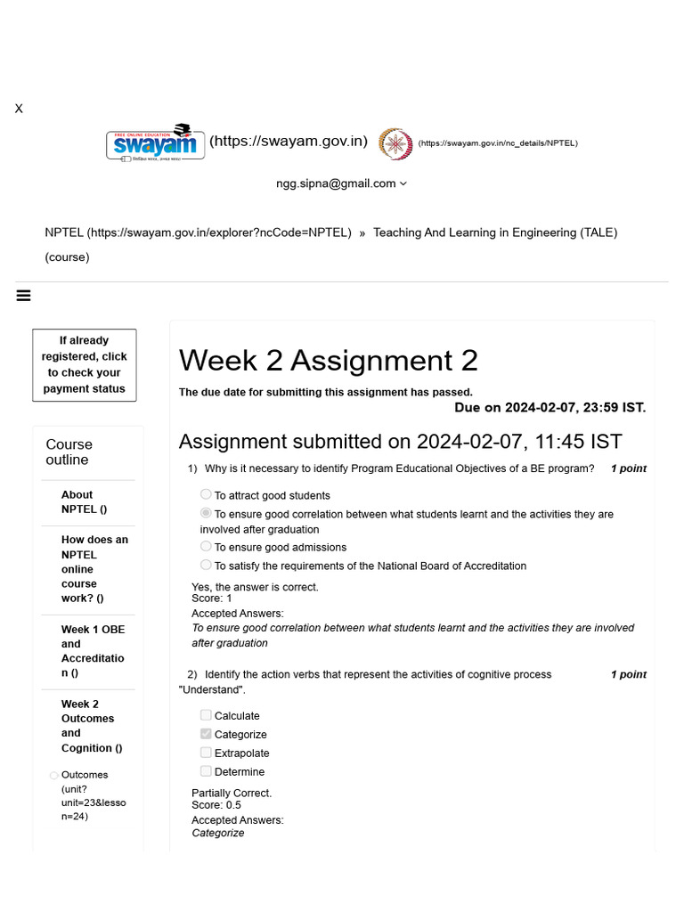 Teaching and Learning in Engineering (TALE) - Unit 4 - Week 2 Outcomes and Cognition | PDF ...