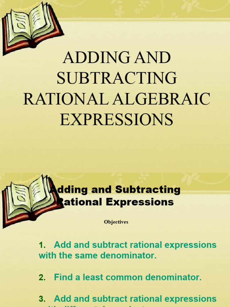 Adding And Subtracting Rational Expressions Pdf Rational Number