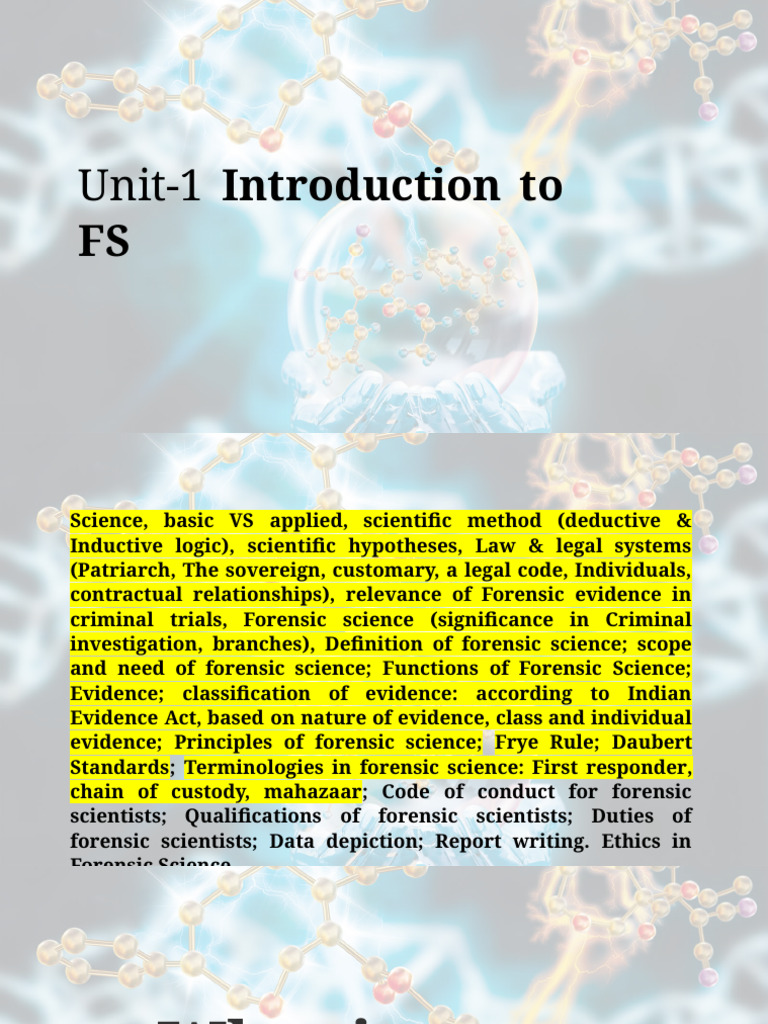Unit 1-1 | PDF | Daubert Standard | Forensic Science