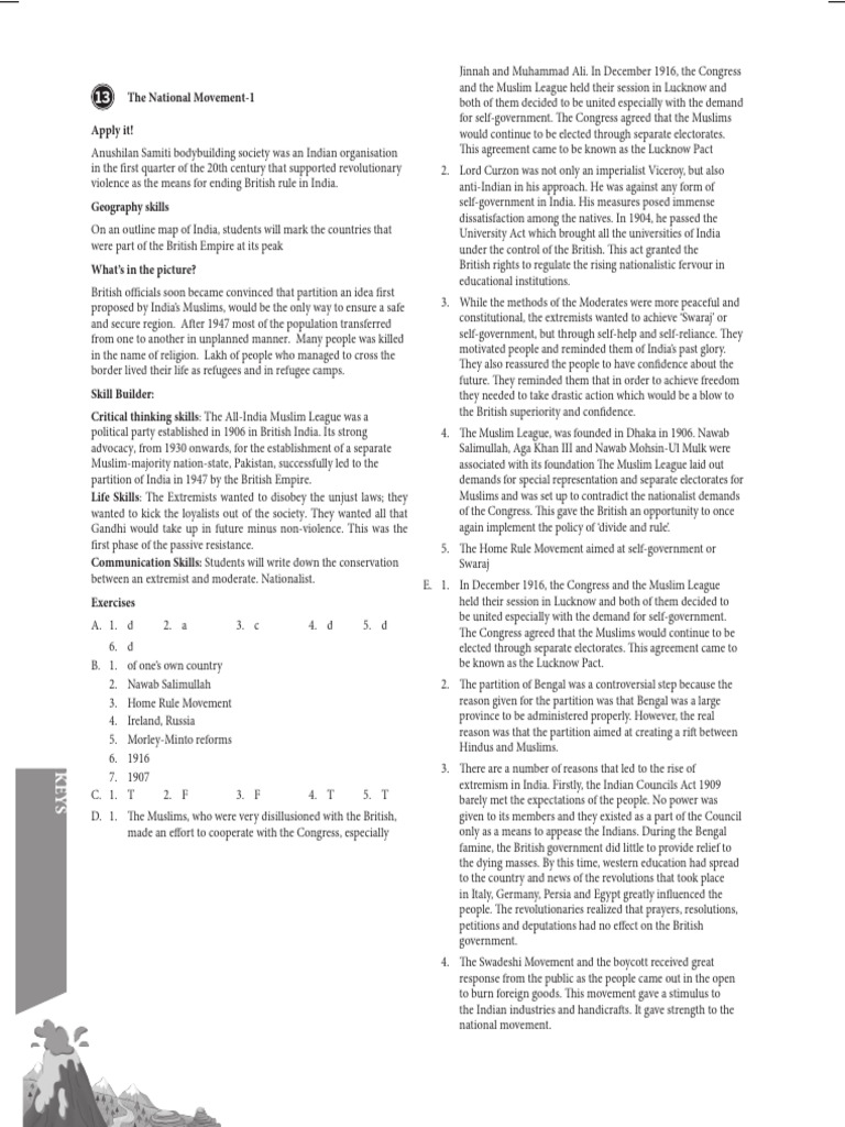 Term 2 - Grade 8 Social Science Chapter 13 The National Movement I ...