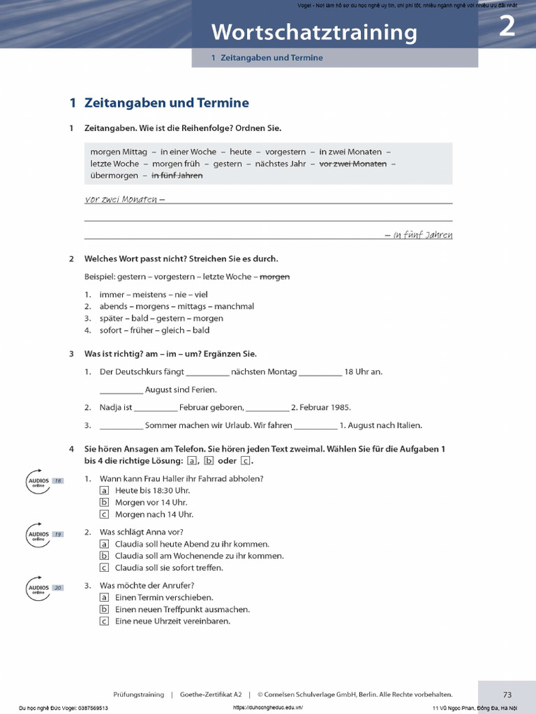 Wortschatz Training Prufung A2 | PDF