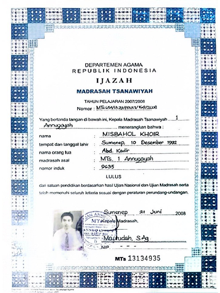 Ijazah MTS | PDF