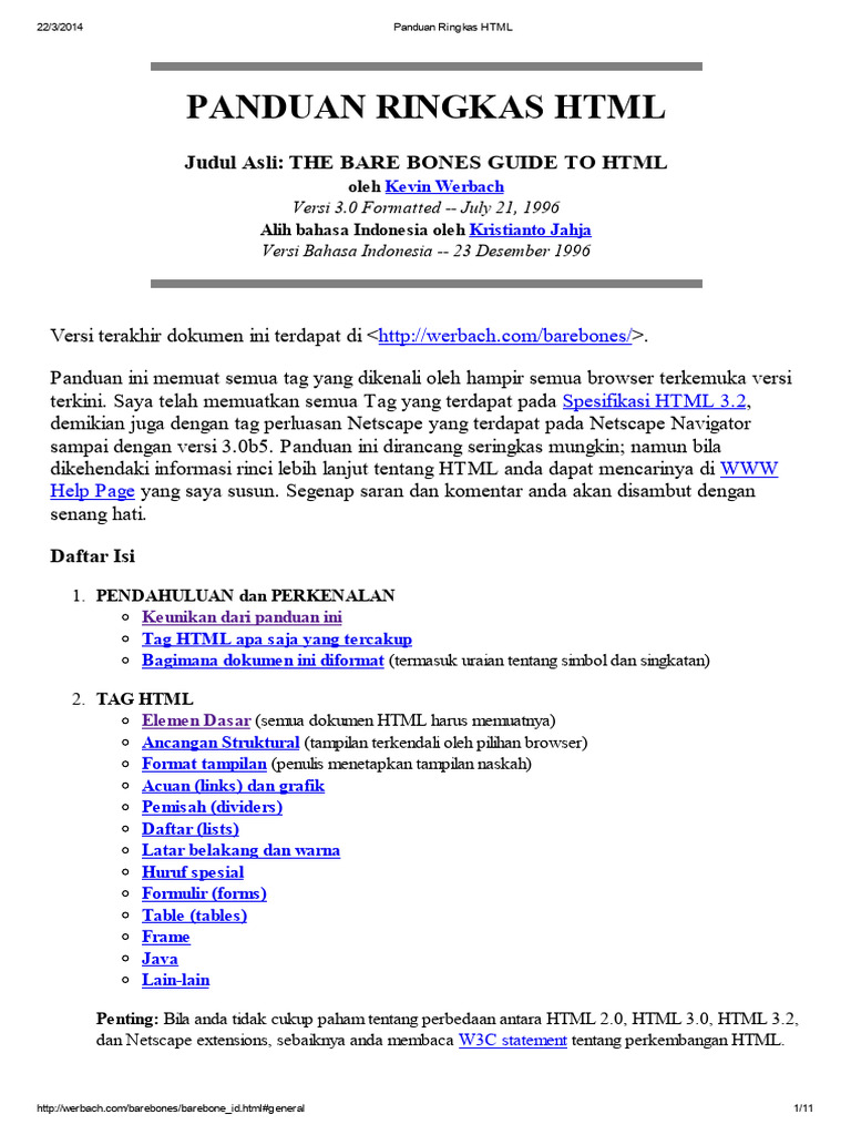 Panduan Ringkas HTML | PDF