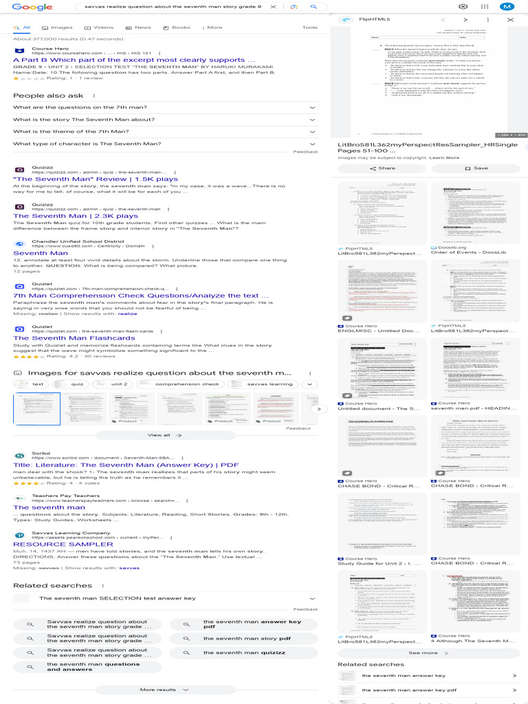 Savvas Realize Question About the Seventh Man Story Grade 9 - Google ...