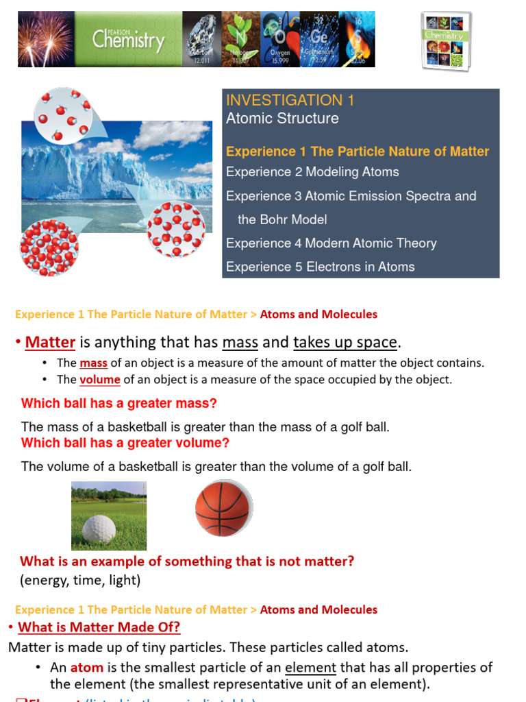 Ex 1 The Particle Nature of Matter | PDF | Matter | Molecules