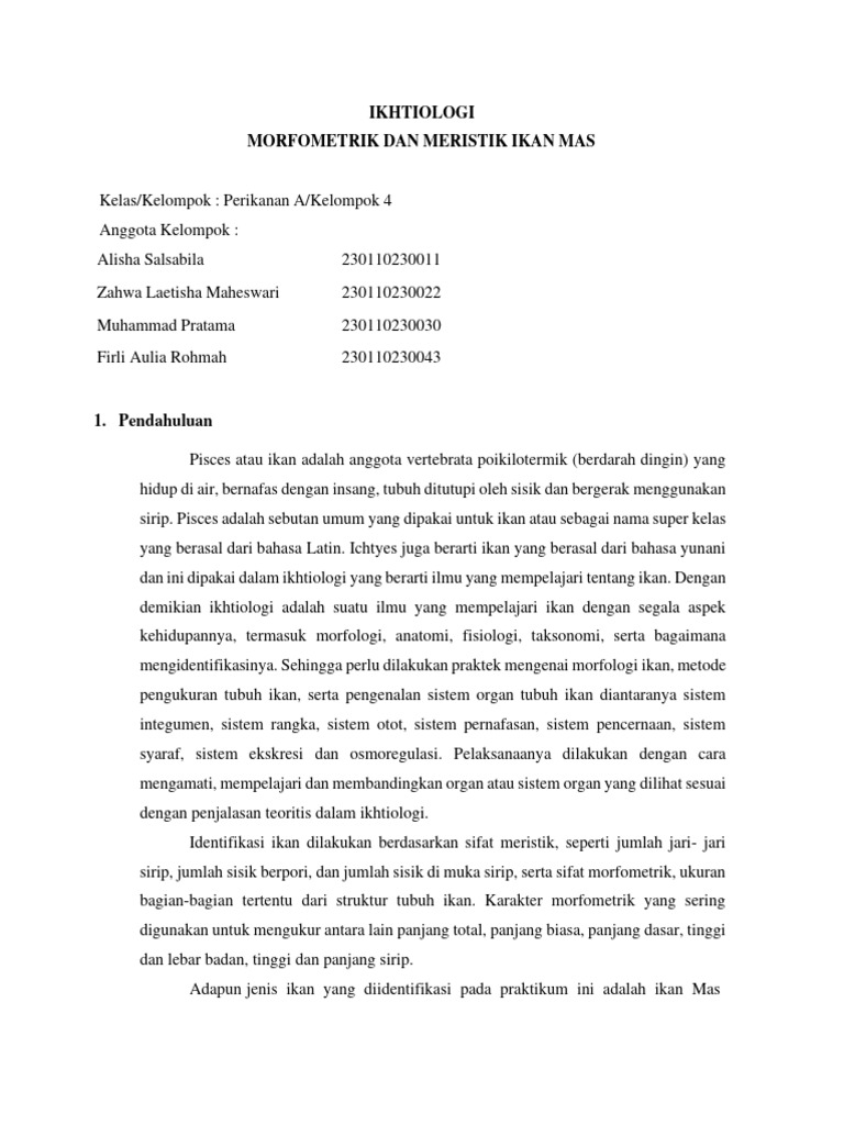 Morfometri dan Meristik Ikan Mas | PDF