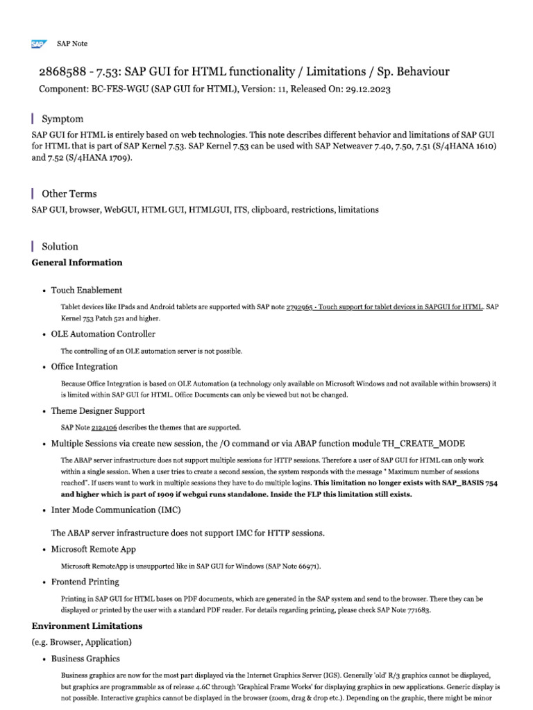 WEBGUI Limitations | PDF