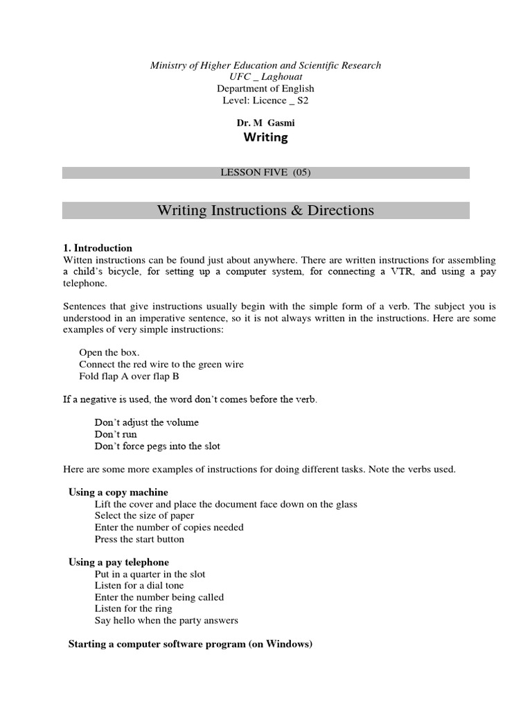 Writing Effective Instructions and Directions | PDF | Hamburgers ...