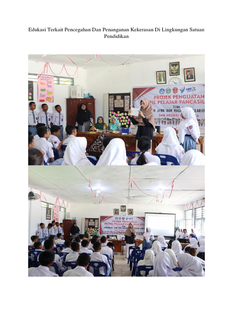 Edukasi Terkait Pencegahan Dan Penanganan Kekerasan Di Lingkungan Satuan Pendidikan | PDF