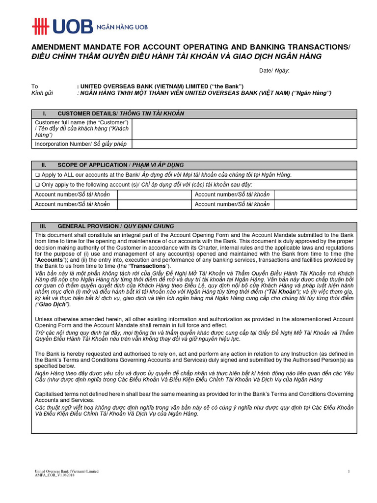 AMFA - COR - V1.082018 - Amendment Account Mandate | PDF