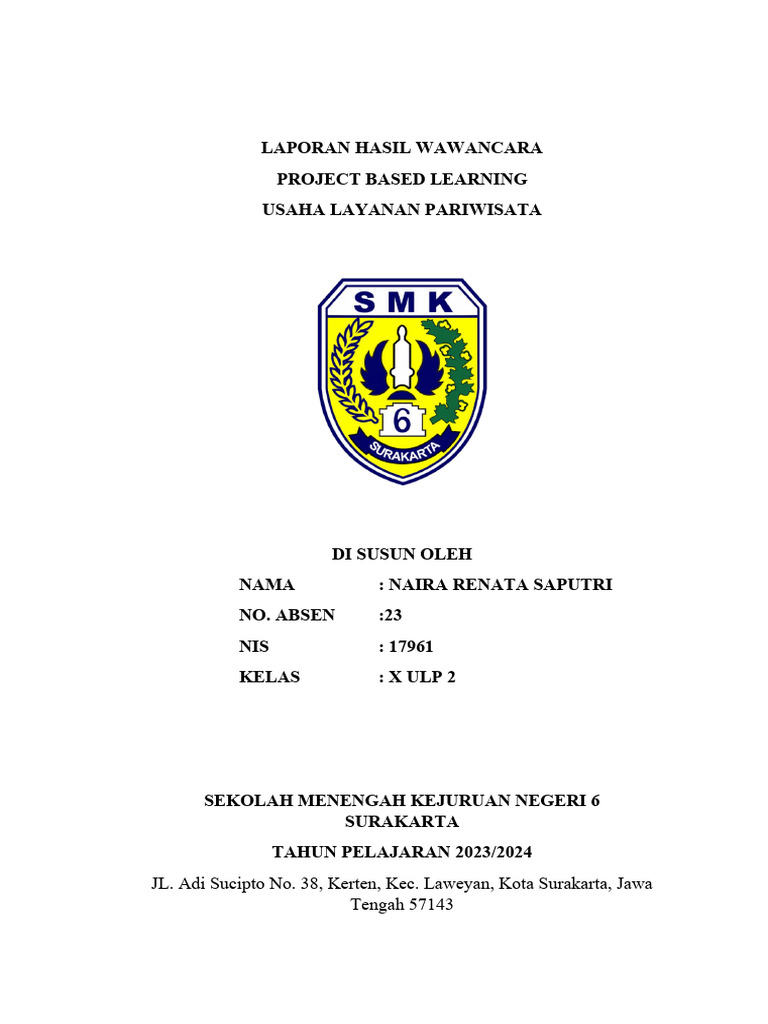 LAPORAN PJBL Naira Renata 10 ULP 2 | PDF