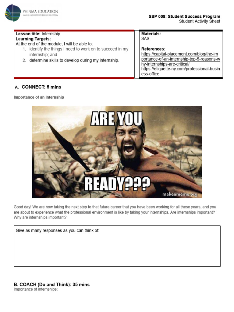 SSP 008 - Ace Module Internship (Sas) | PDF