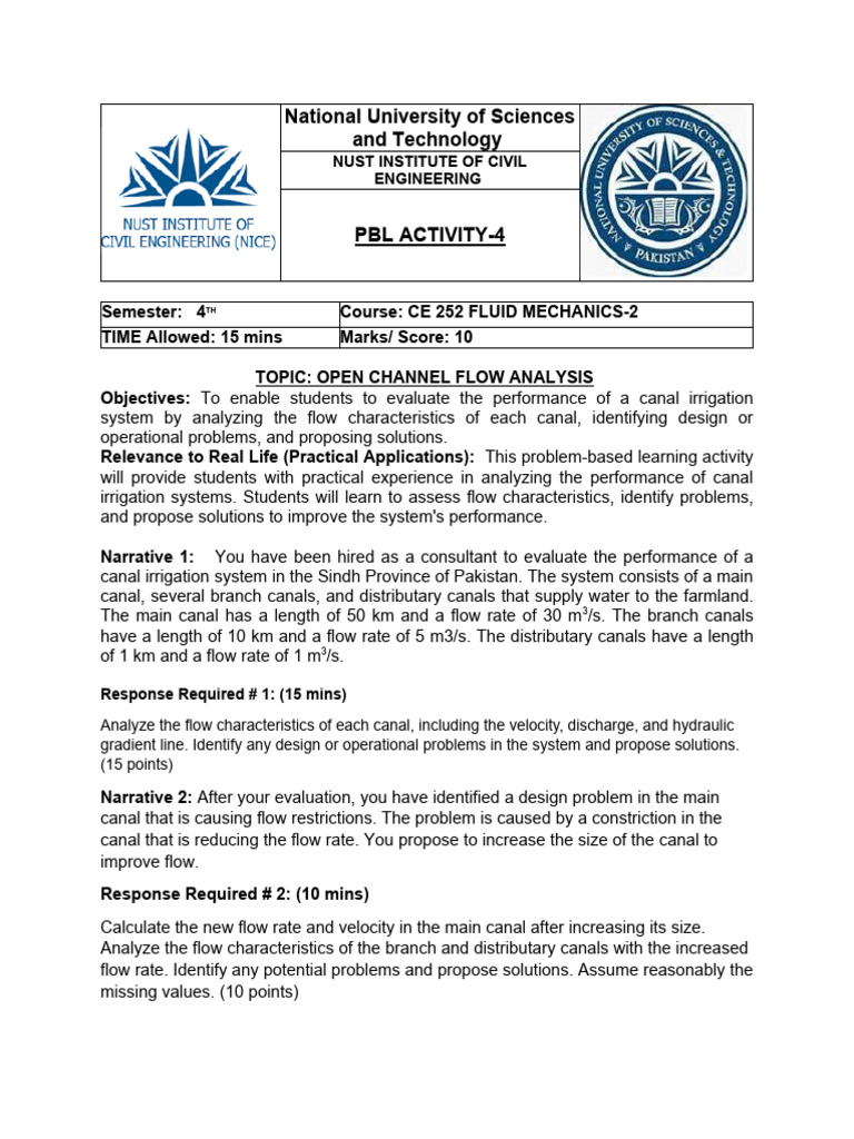 PBL 4 | Download Free PDF | Flow Measurement | Canal