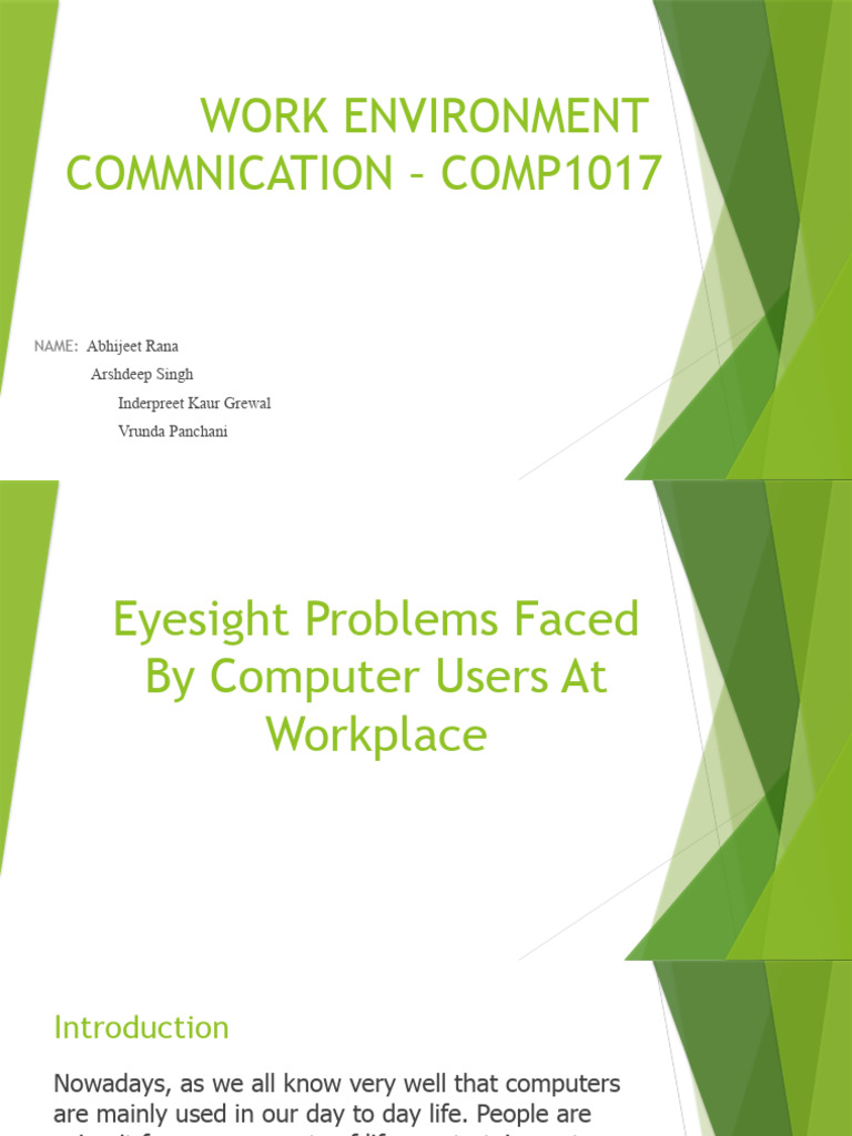 Presentation For 'Eyesight Problems Faced by Computer Users at Workplace' | Download Free PDF ...