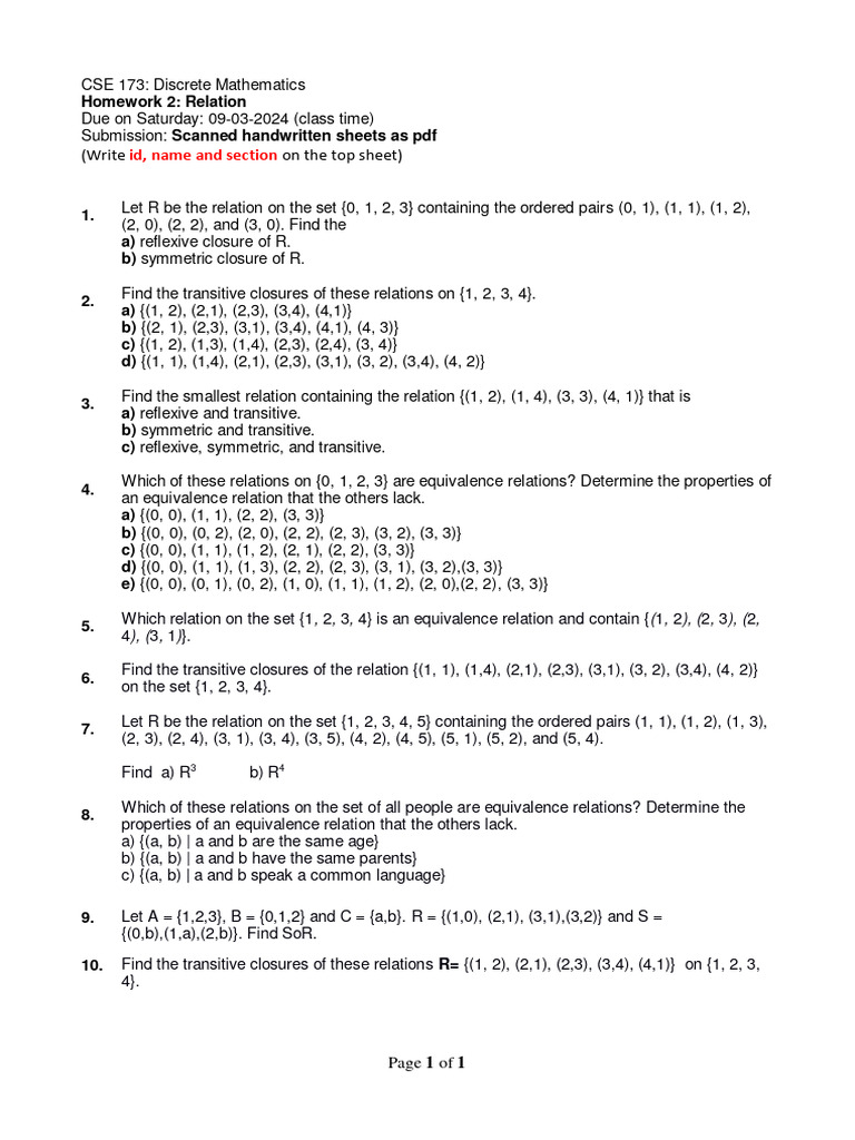 hwk2 Relation | PDF | Mathematics | Mathematical Logic
