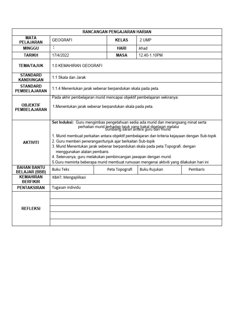 RPH Geo Minggu 5 Tingkatan 2 | PDF | Karier & Perkembangan