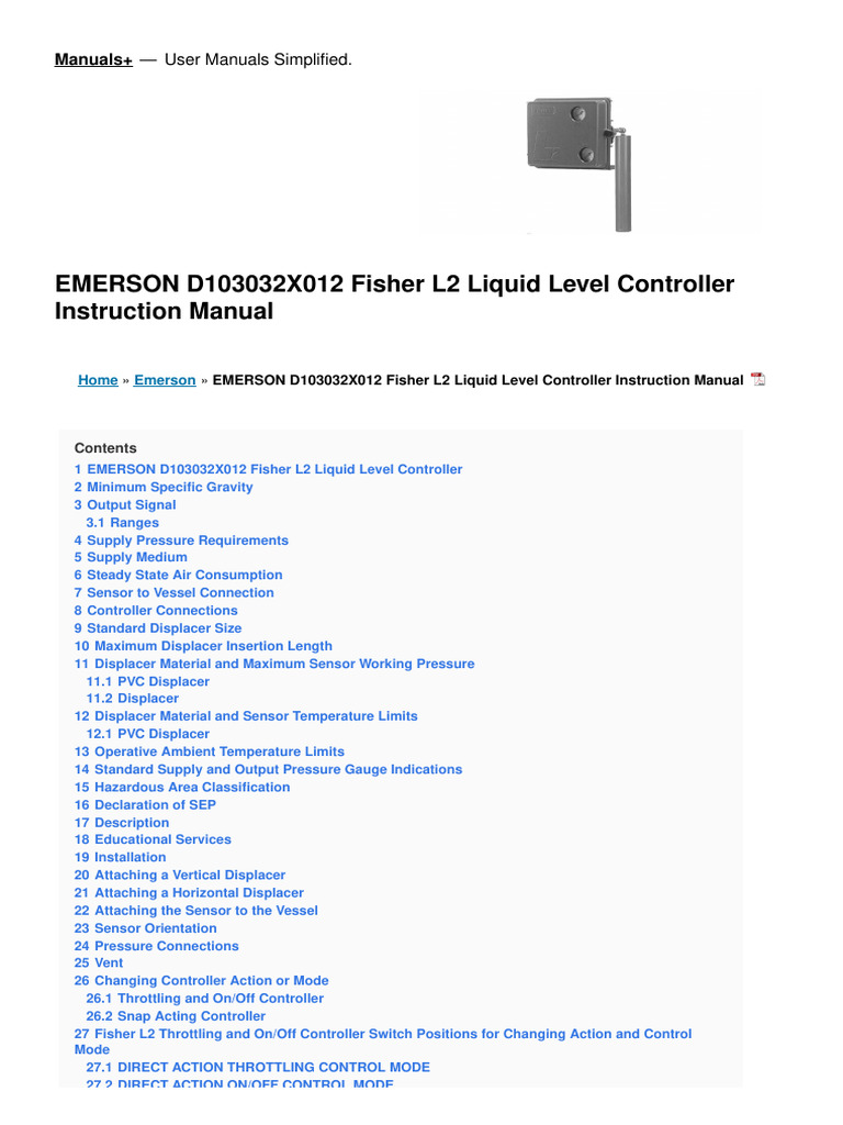 d103032x012 Fisher l2 Liquid Level Controller Manual | Download Free ...