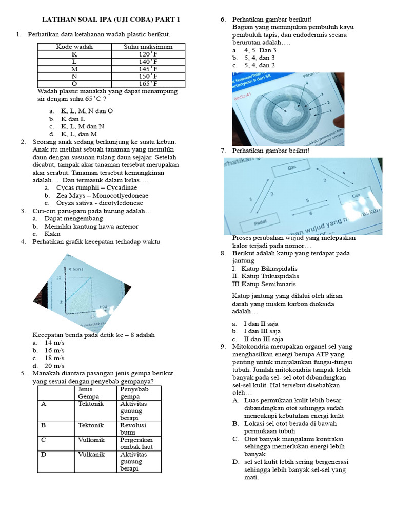 LATIHAN SOAL IPA UJI COBA | PDF