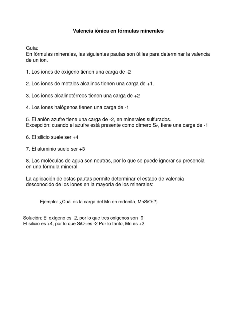 Valencia iónica en minerales explicada | PDF | Ciencias sociales ...
