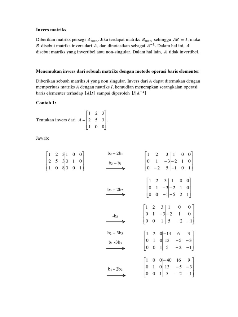 07 Menemukan Invers Matriks Dengan Operasi Baris Elementer | PDF