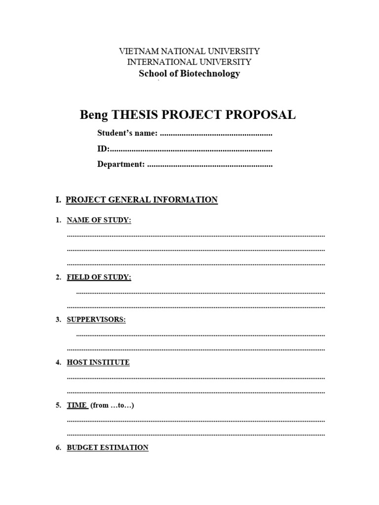 Beng Thesis Project Proposal | PDF | Thesis | Experiment